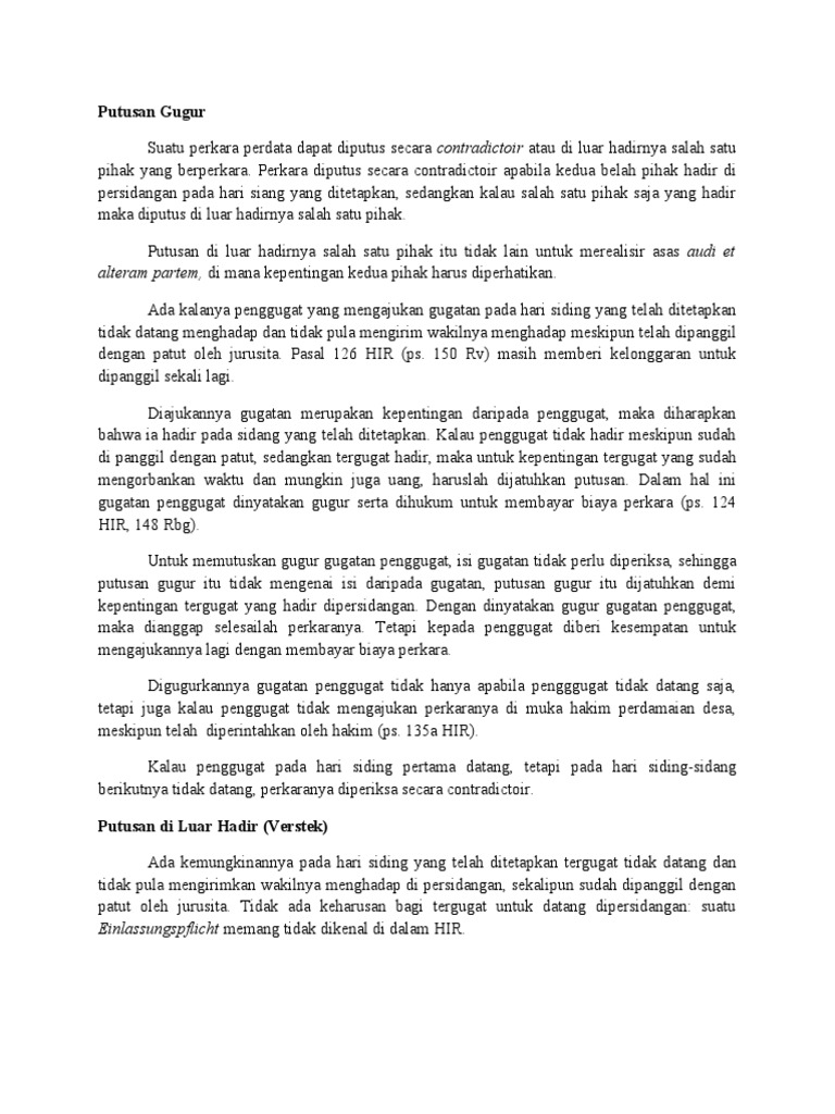 Prosedur Putusan Gugur dan Verstek | PDF | Politik