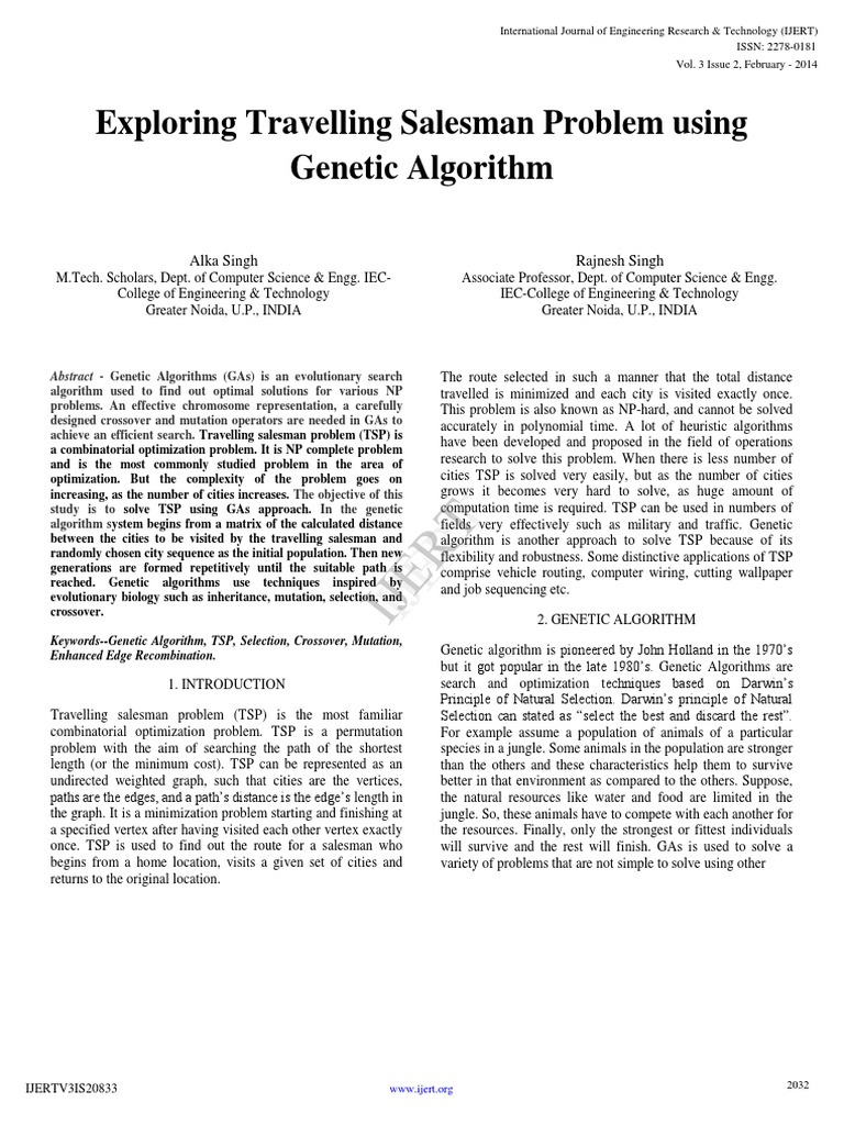 Exploring Travelling Salesman Problem Using Genetic Algorithm ... Exploring Travelling Salesman Problem Using Genetic Algorithm ...
