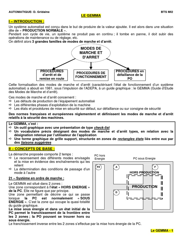 Guide GEMMA : Modes de Marche et Arrêt | PDF | Automatisation
