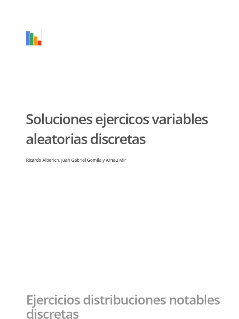 Soluciones Ejercicos Variables Aleatorias Discretas | PDF | Probabilidad | Diferencia