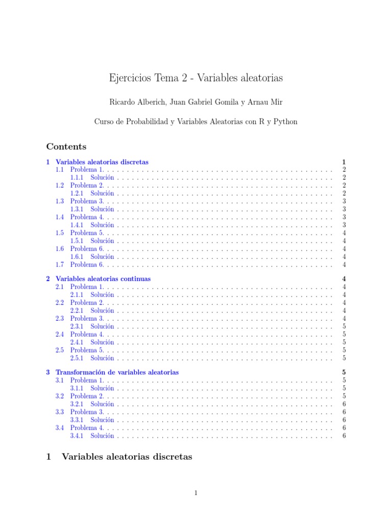 Tema 2 - Variables Aleatorias - Soluciones | PDF | Variable aleatoria | Función de densidad de ...