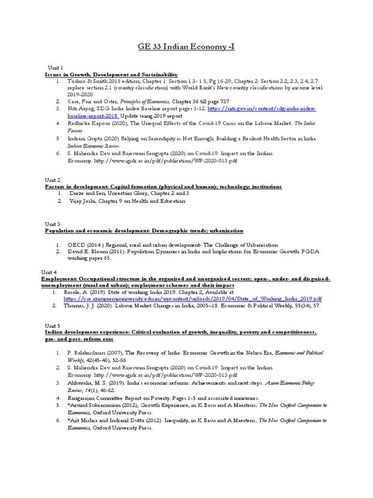 Analyzing India's Economic Development: Issues of Growth, Employment ...