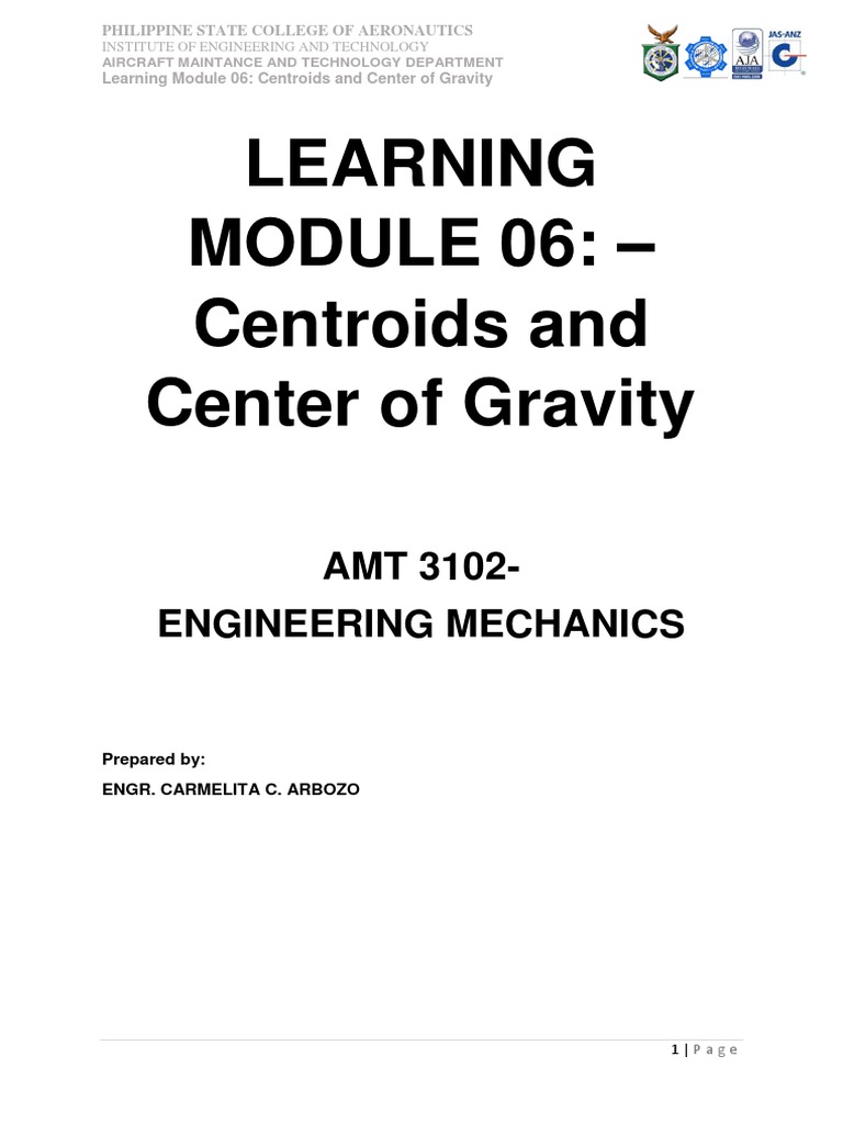 AMT 3102 Module 06 - Centroids & Center of Gravity | PDF | Area | Center Of Mass