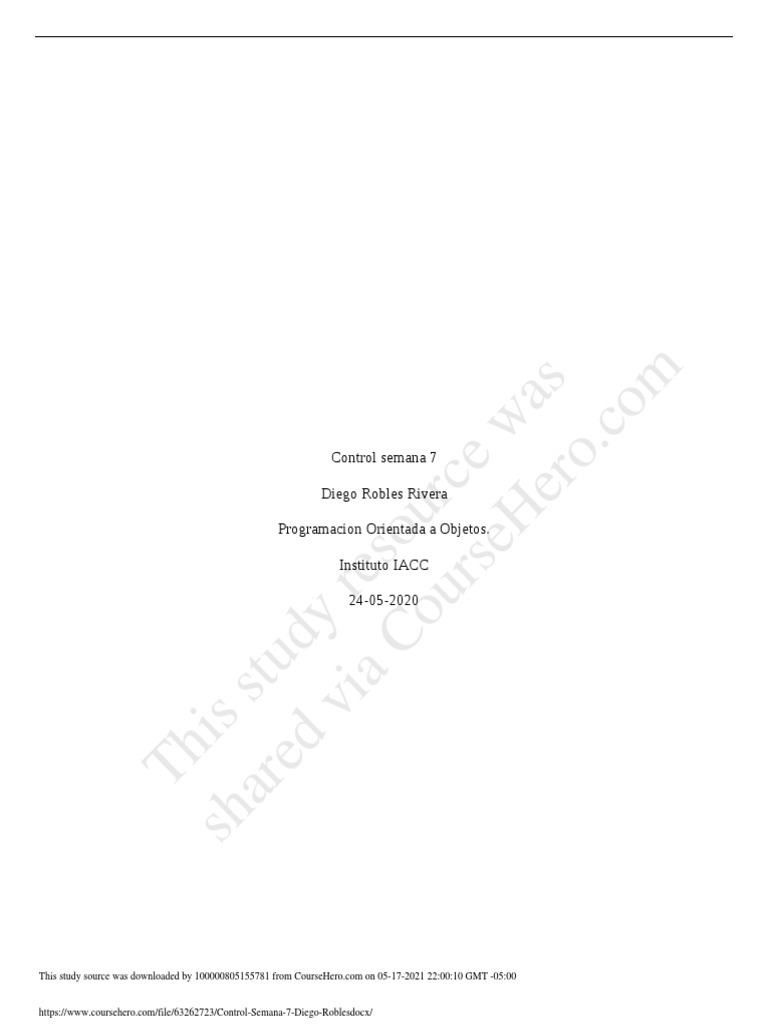 Control Semana 7 Diego Robles | Descargar gratis PDF | Herencia (Programación Orientada a ...