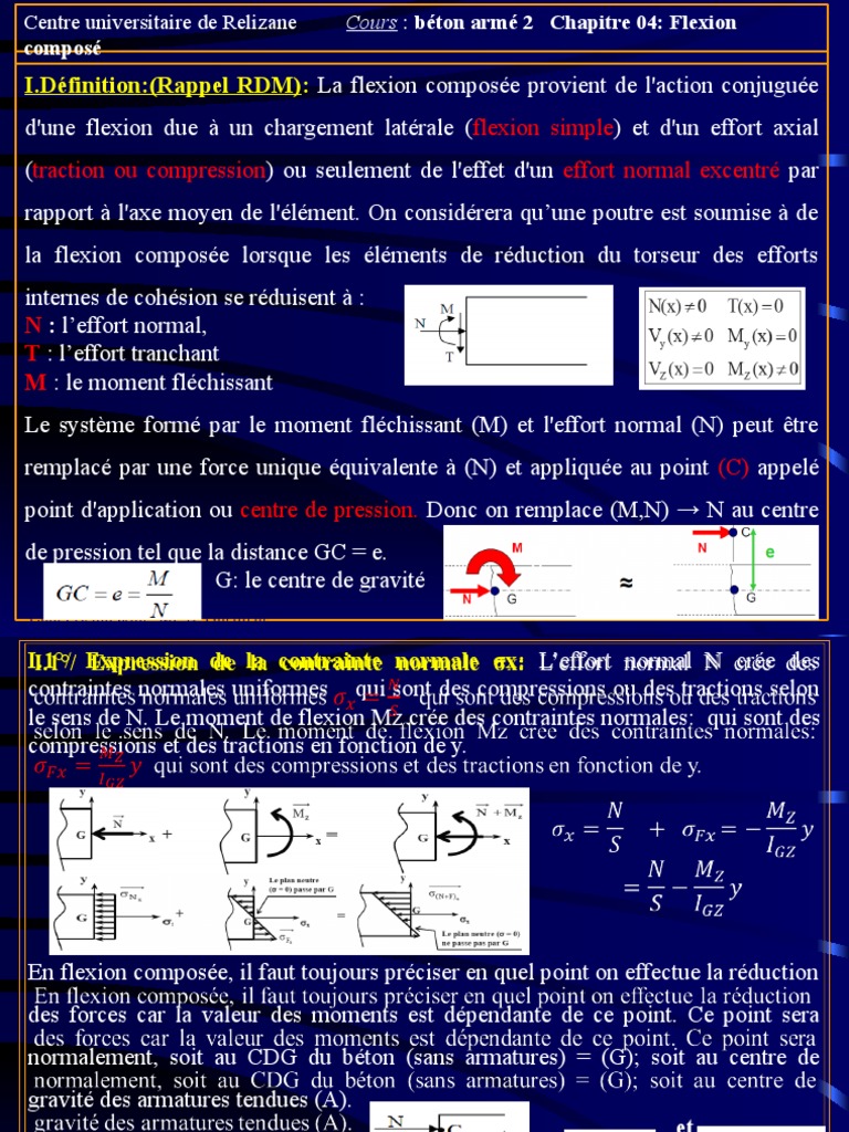 Chapitre 4 Flexion Composé | PDF | Flexion (matériau) | Résistance des ...