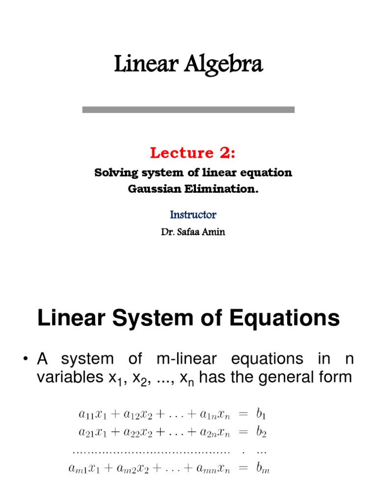 Lec 3 - Solving System of Linear Equation With Voice | PDF | System Of ...