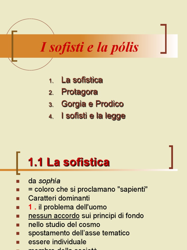 # 1.7. I Sofisti e La Polis | PDF