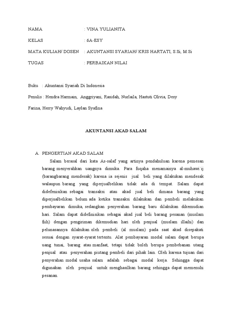 Akad Salam dalam Akuntansi Syariah | PDF