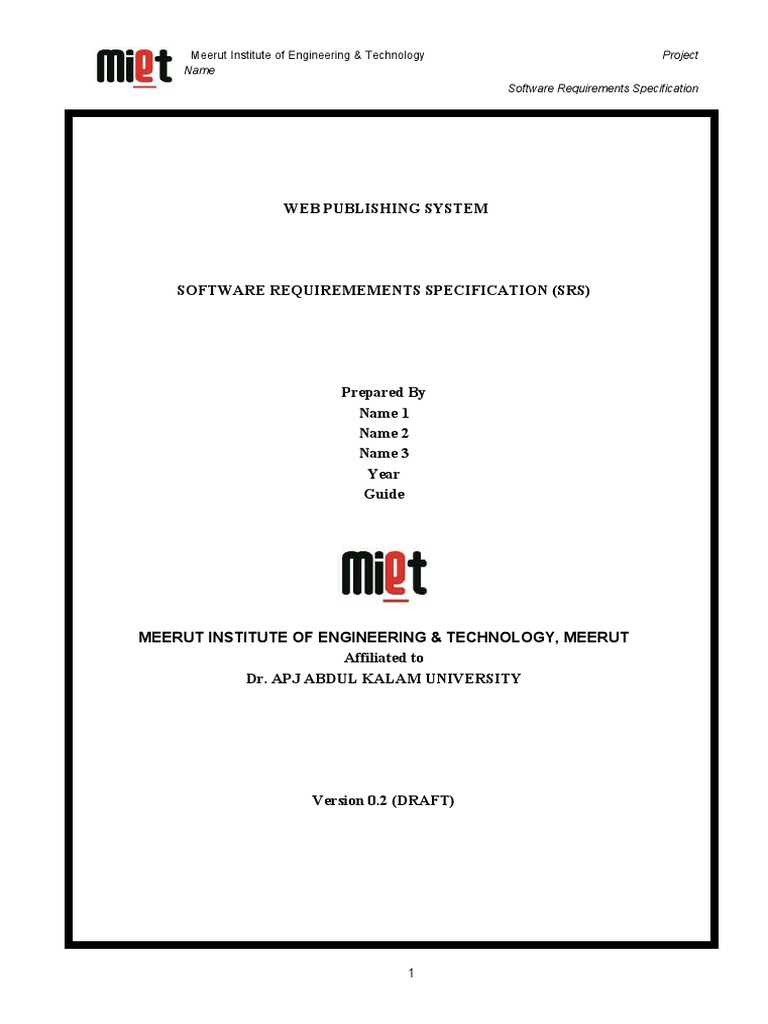 SRS Sample For Students | PDF | Use Case | Specification (Technical ...