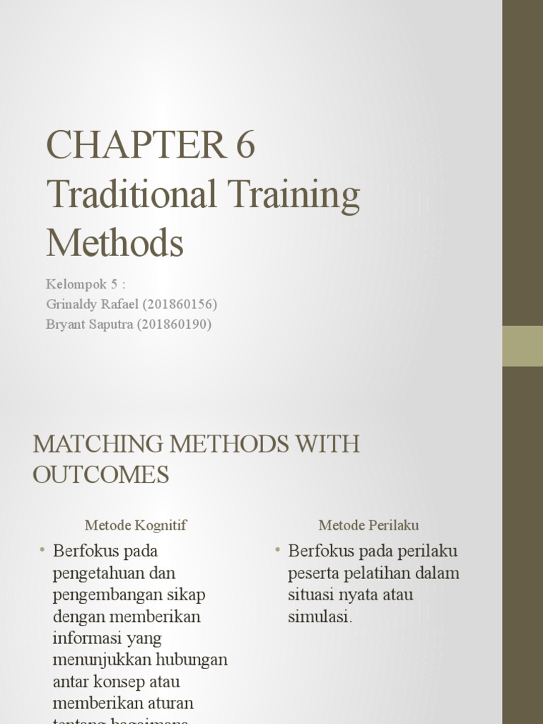 MPP - KELOMPOK 5 - Chapter 6 - Traditional Training Methods | PDF
