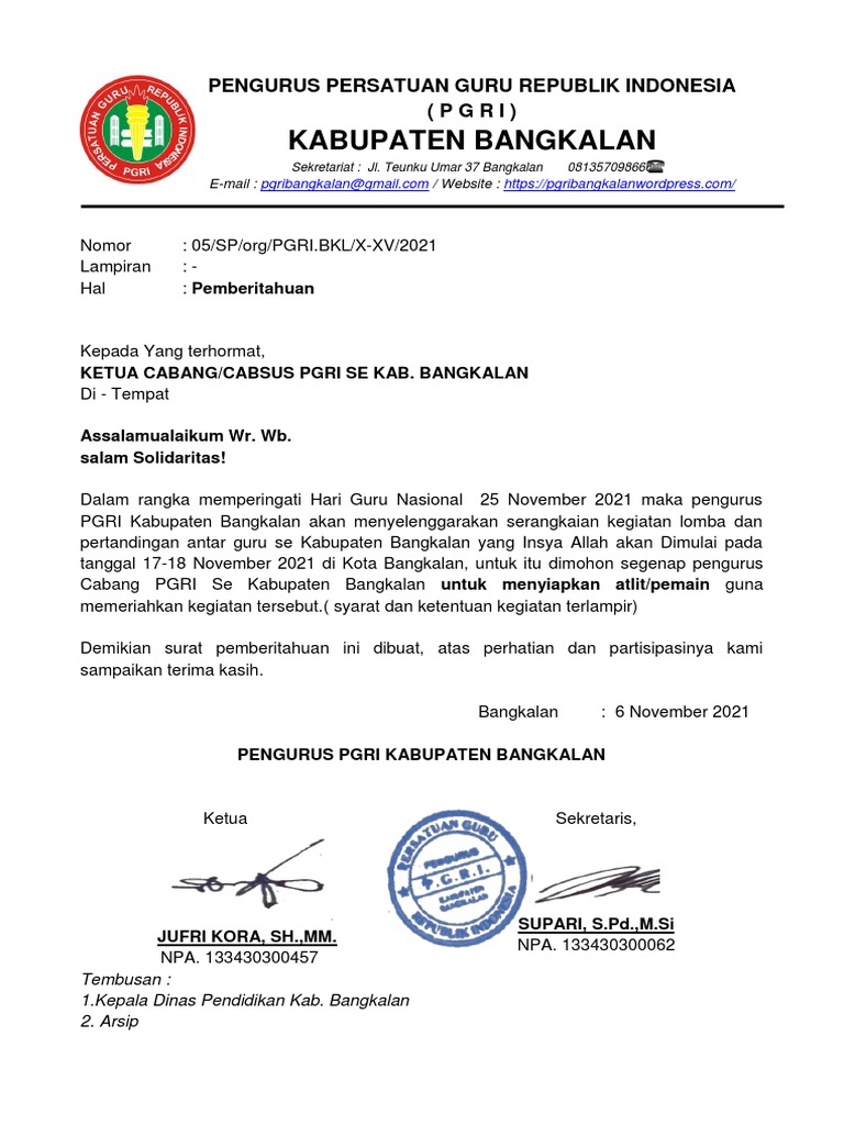 Surat Undangan Lomba | PDF