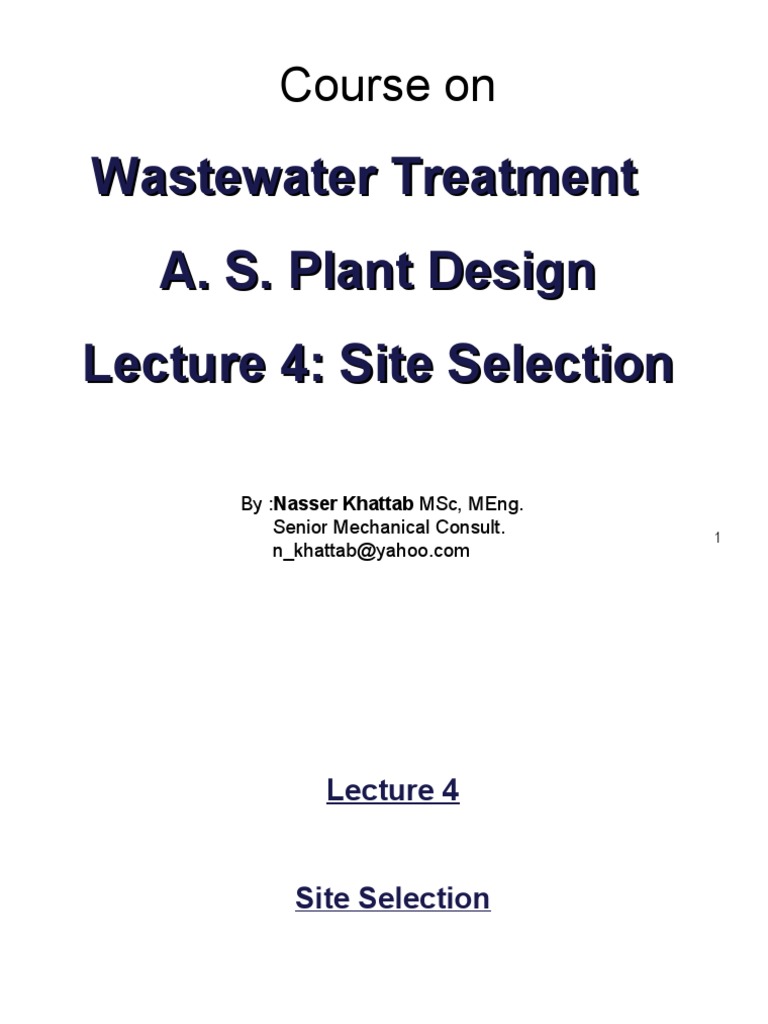 Wastewater Treatment Plant Design-Lecture 4 - Site Selection | PDF ...