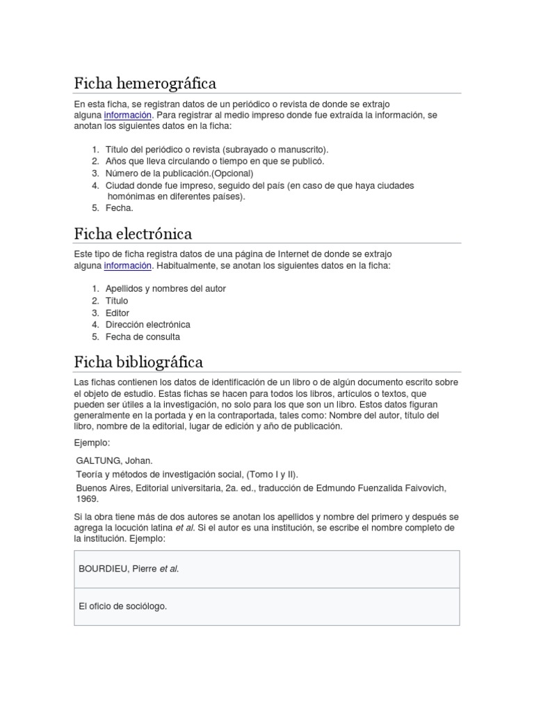 Tipos de Fichas | PDF | Escritura | Publicación