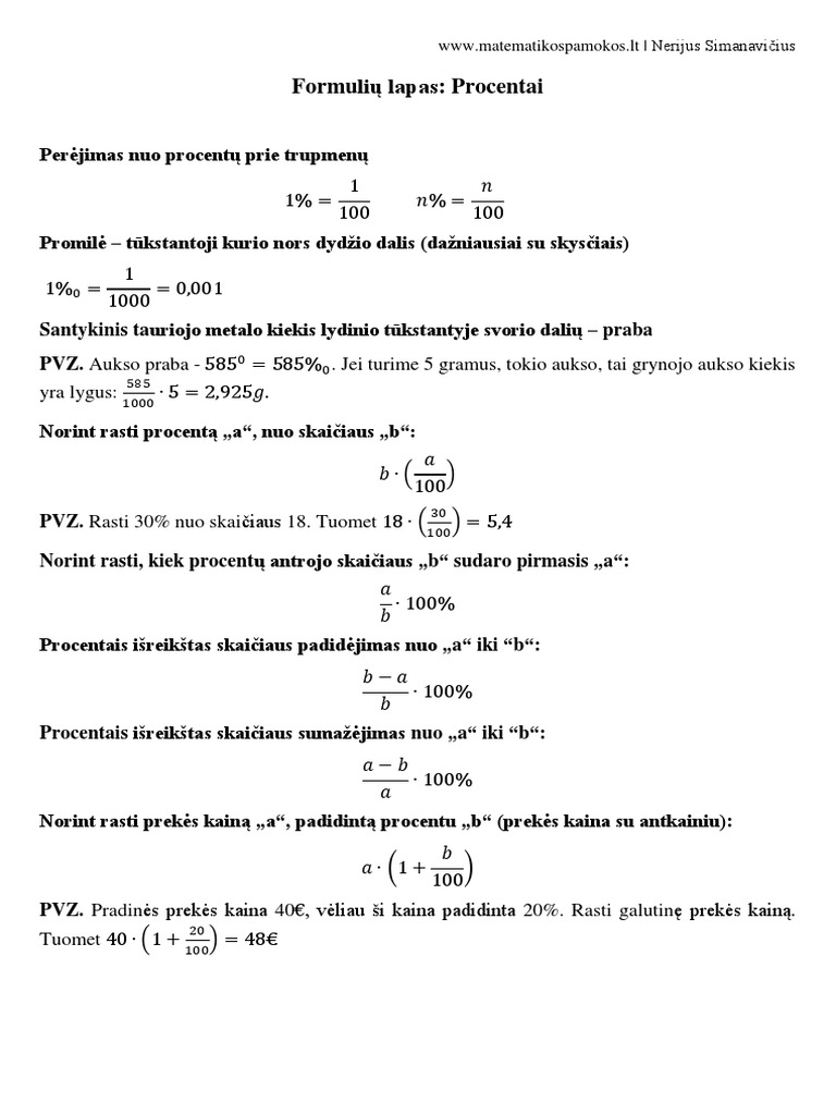 Formuliu Lapas Procentai | PDF