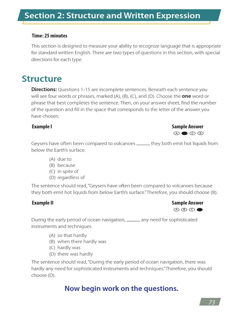 Structure: Section 2: Structure and Written Expression | PDF | Phrase | Sentence (Linguistics)