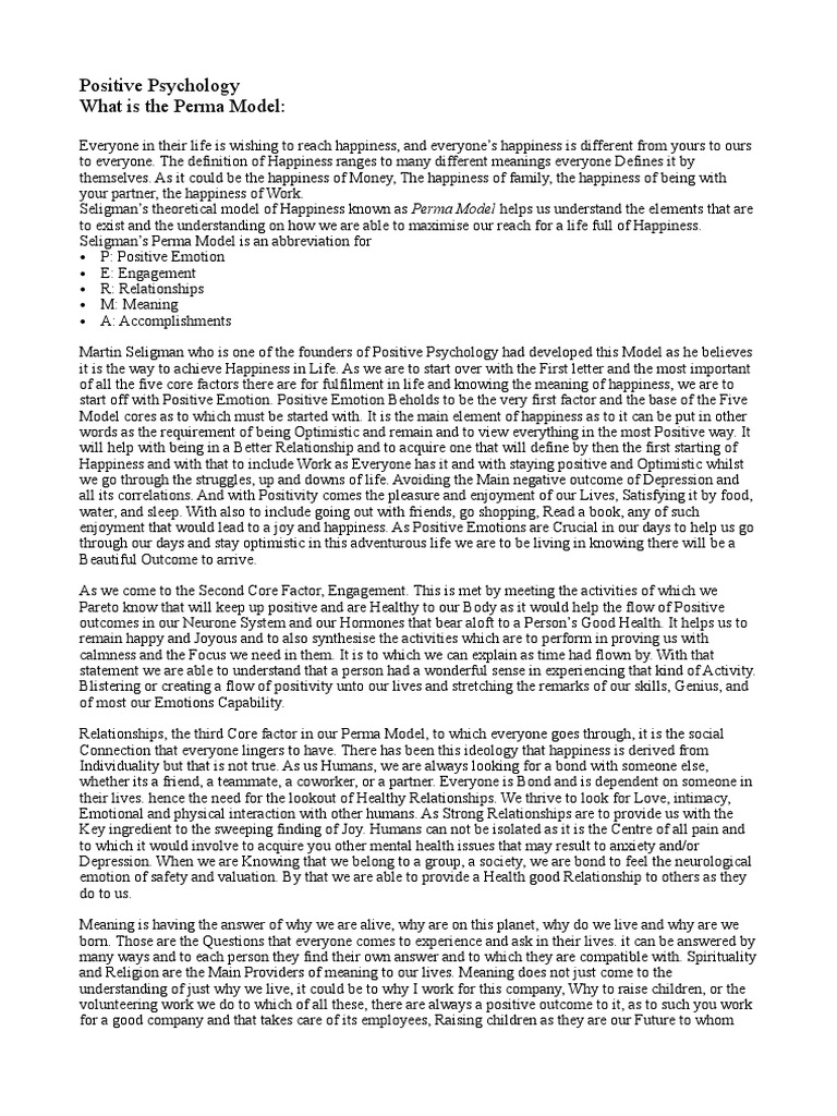 Positive Psychology What Is The Perma Model | PDF | Happiness ...
