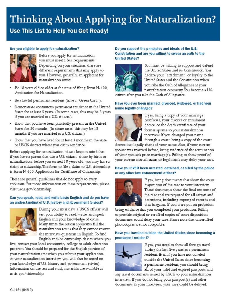 Thinking About Applying For Naturalization?: Use This List To Help You ...