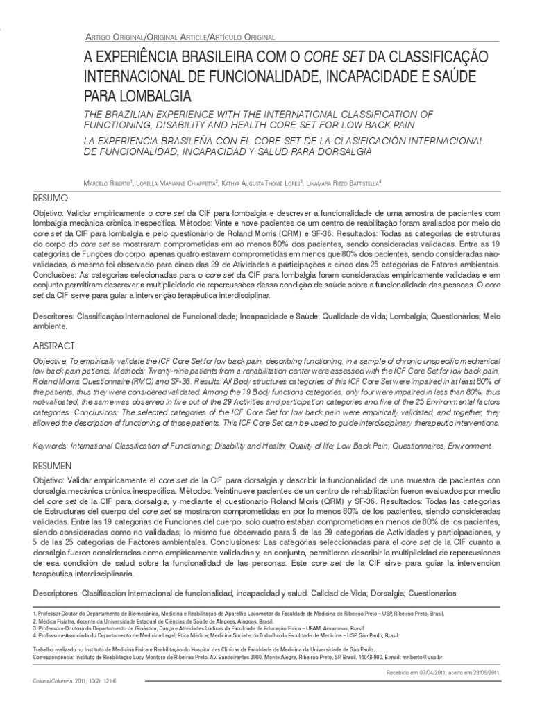 Artigo Original. Cif Na Lombalgia | PDF | Remédio | Corpo humano