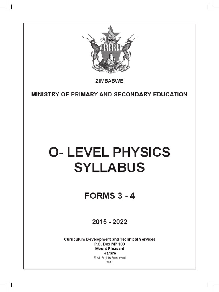 O-Level Physics Syllabus: Forms 3 - 4 | PDF | Acceleration | Force