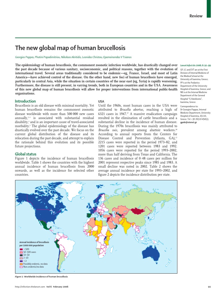The New Global Map of Human Brucellosis | PDF | Incidence (Epidemiology ...