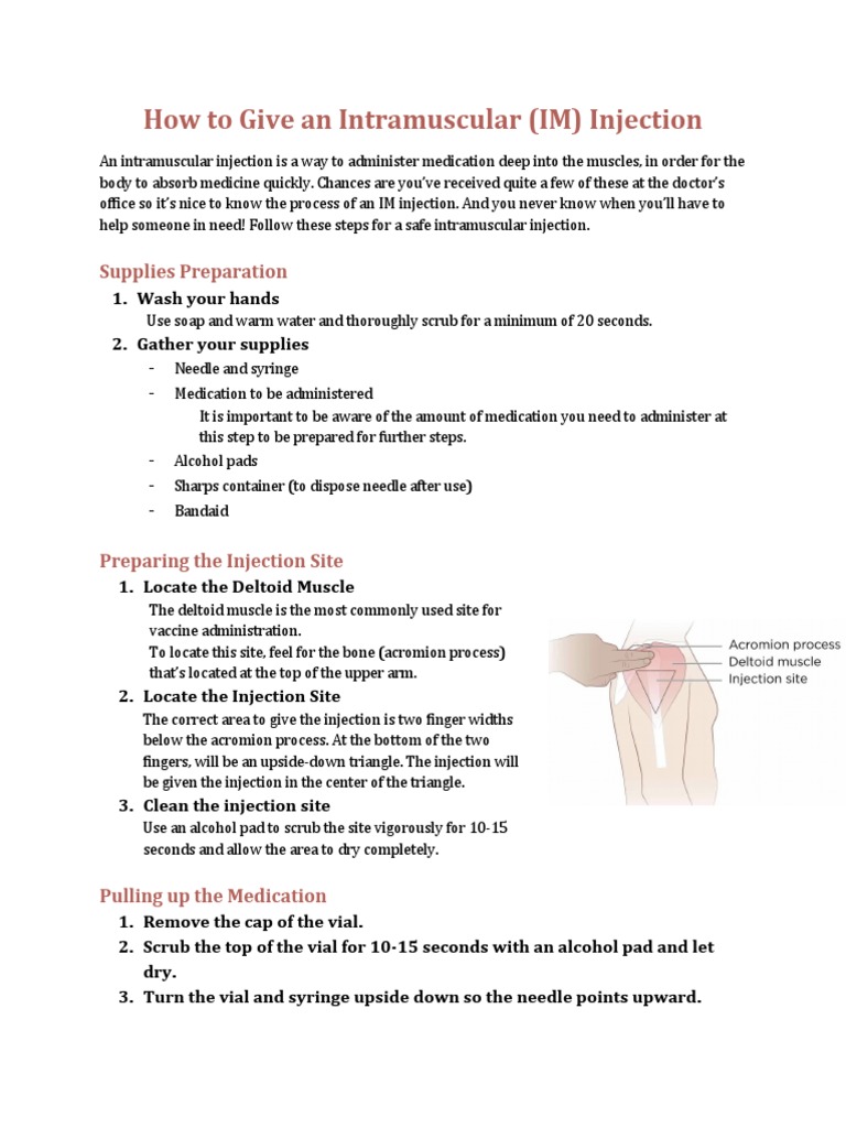 IM Injection Procedure Steps | PDF | Injection (Medicine) | Health Care