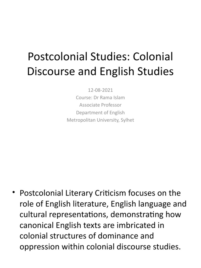 Colonial Discourse and English Studies | PDF | Postcolonialism ...