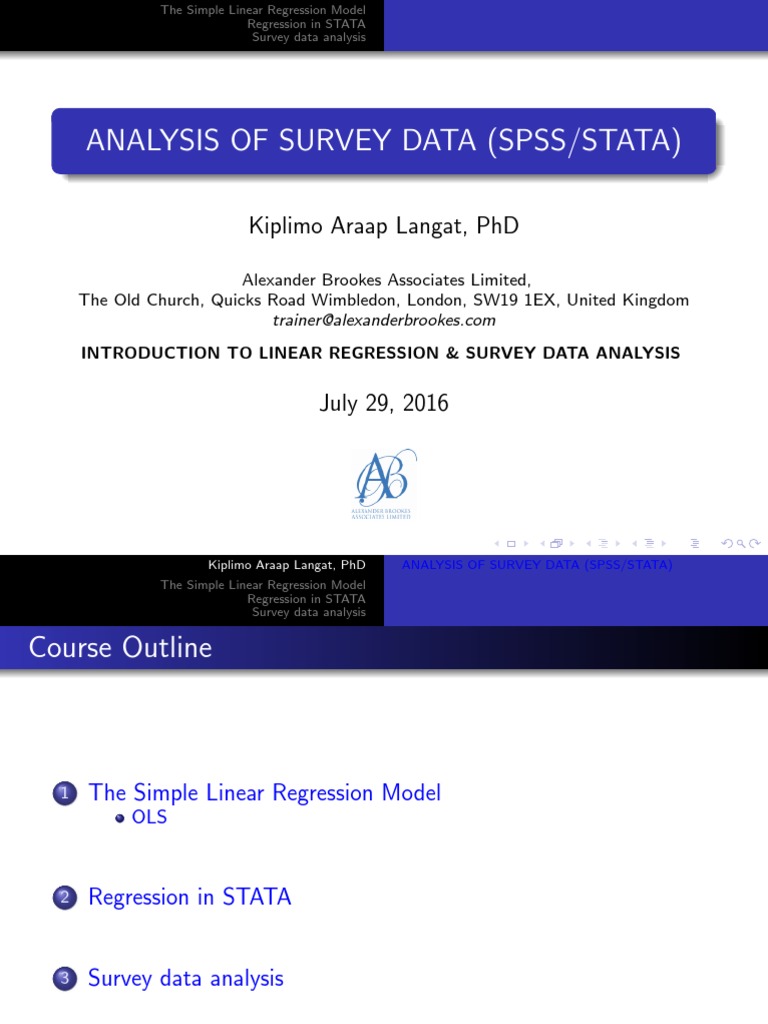 Survey Data Analysis Day 5 | PDF | Regression Analysis | Ordinary Least ...