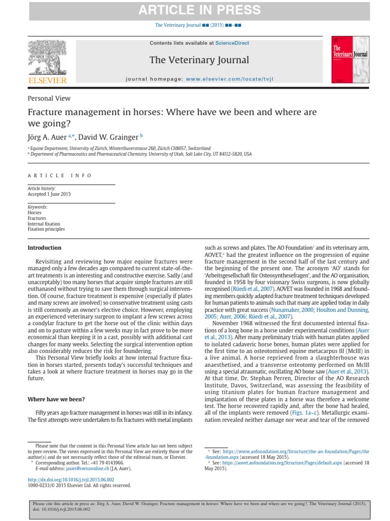 The Veterinary Journal: Jörg A. Auer, David W. Grainger | PDF | Surgery ...