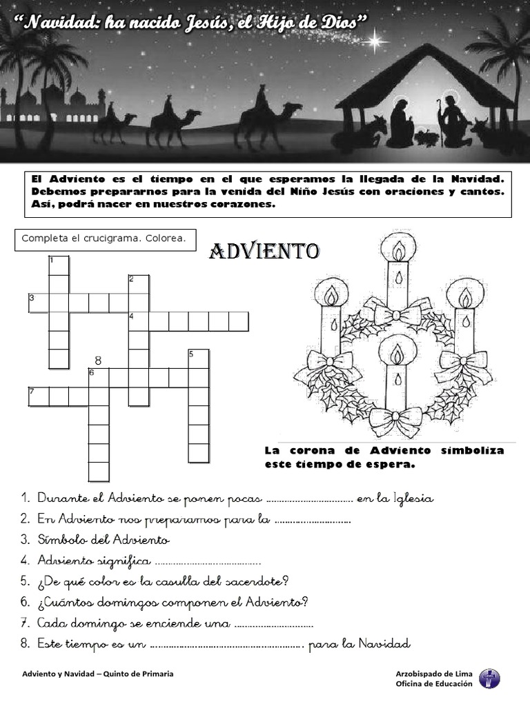 Ficha Adviento y Navidad 5to. Primaria | PDF