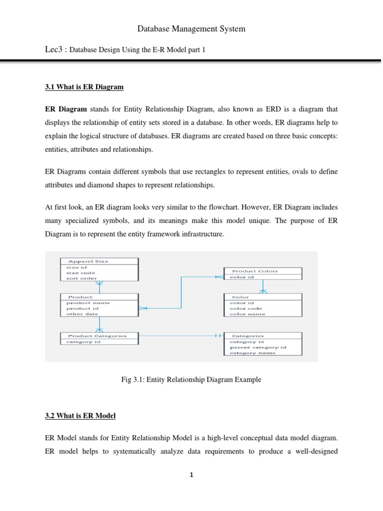 Database Management System Lec3:: 3.1 What Is ER Diagram | PDF | Databases | Conceptual Model