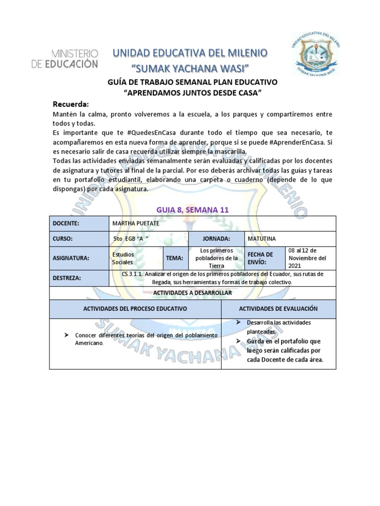 GUÍA 8 EESS 5to S11 | PDF | Cognición