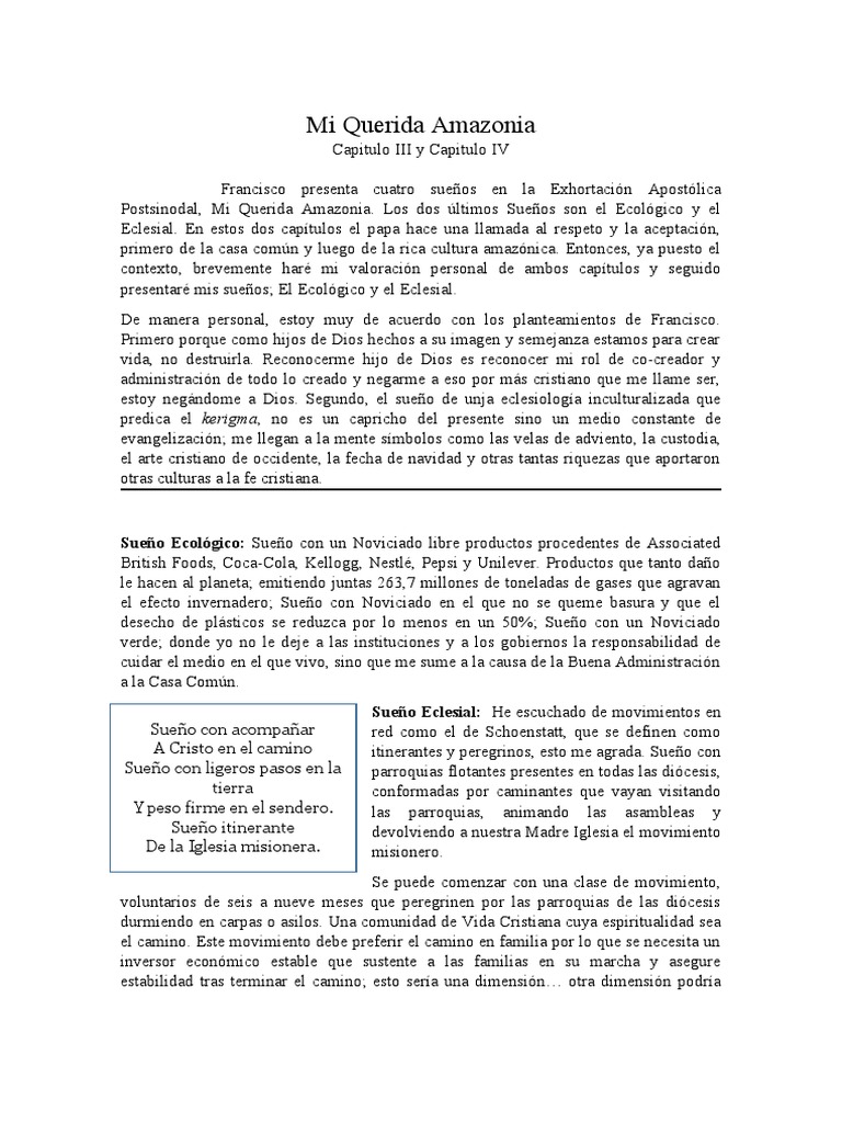 Mi Querida Amazonia | PDF | Iglesia Católica