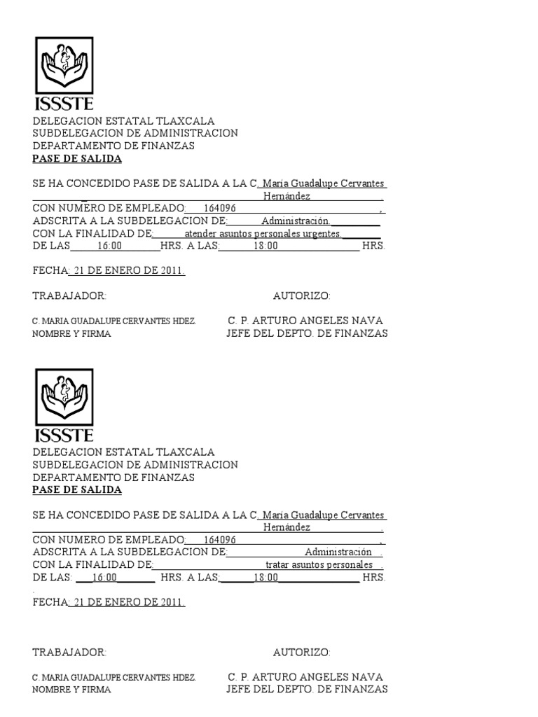 Pase de Salida | PDF