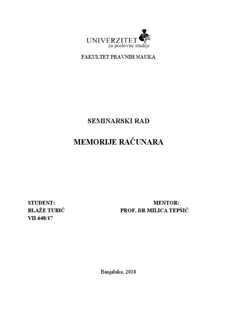 Memorije Računara | PDF