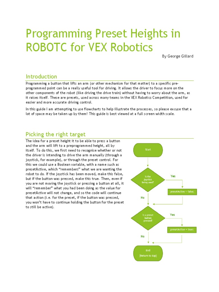 Programming Preset Heights in ROBOTC For VEX Robotics: by George Gillard | PDF | Control Theory ...