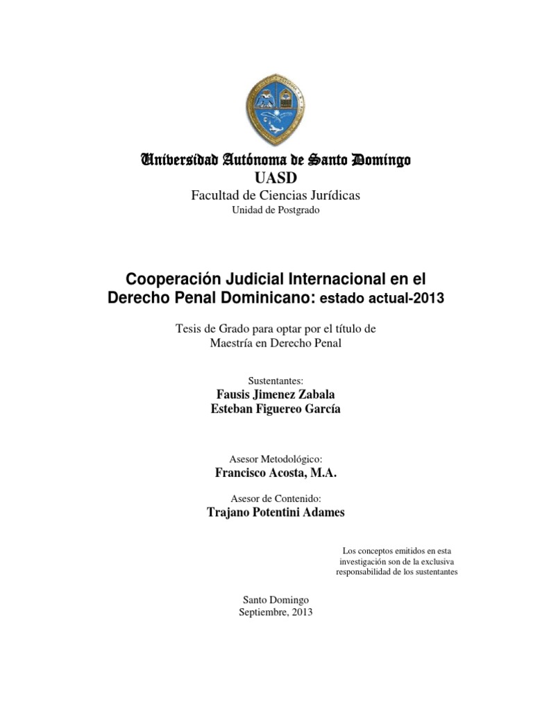 Tesis Cooperacion Judicial Internacional, Republica Dominicana, Uasd ...