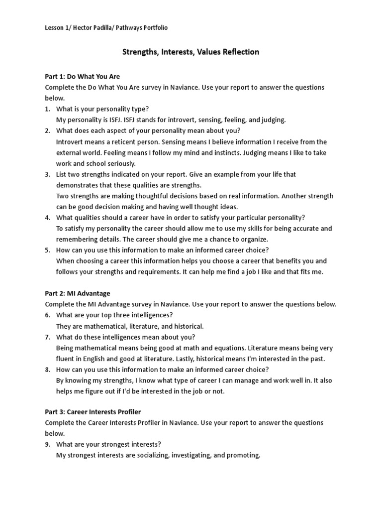 Career Reflection and Personality Insights | PDF | Social Psychology ...