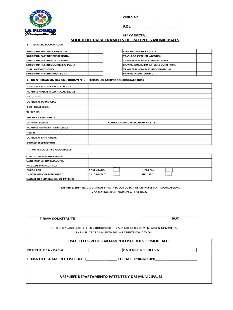 Formulario Solicitud de Patente Mayo 2020 | PDF | Patentar | Ley de ...