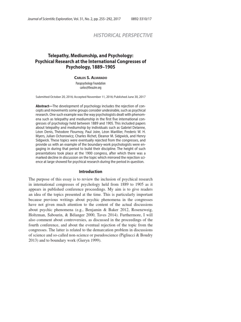 Telepathy Mediumship and Psychology Psychical Research | PDF | Telepathy | Parapsychology