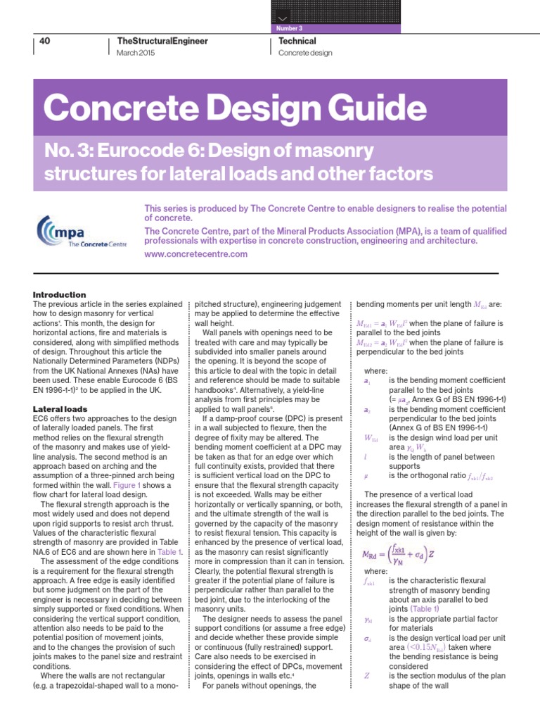 No. 3 Eurocode 6 Design of Masonry Structures For Lateral Loads | PDF ...