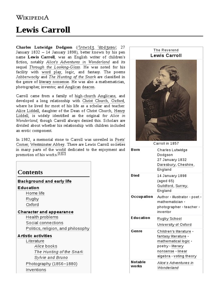Lewis Carroll: Charles Lutwidge Dodgson ( | PDF | Lewis Carroll