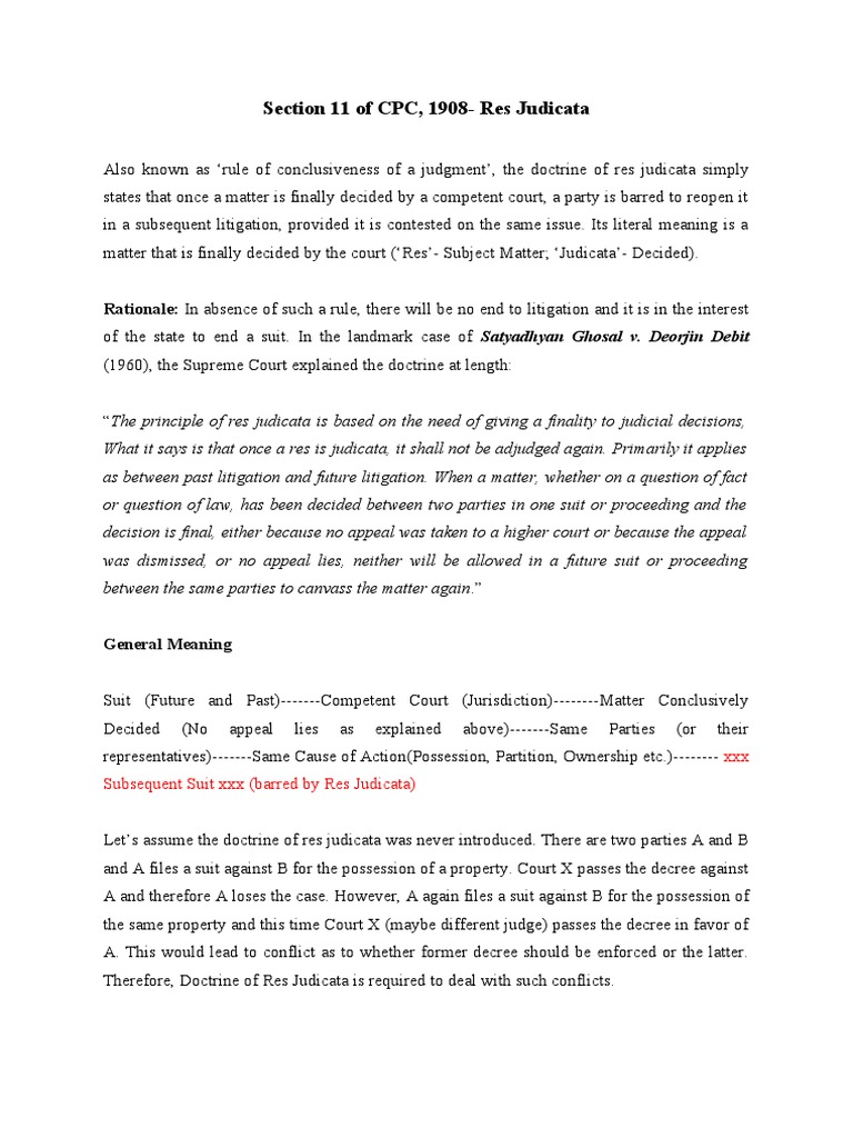 Section 11 of CPC | PDF | Lawsuit | Res Judicata