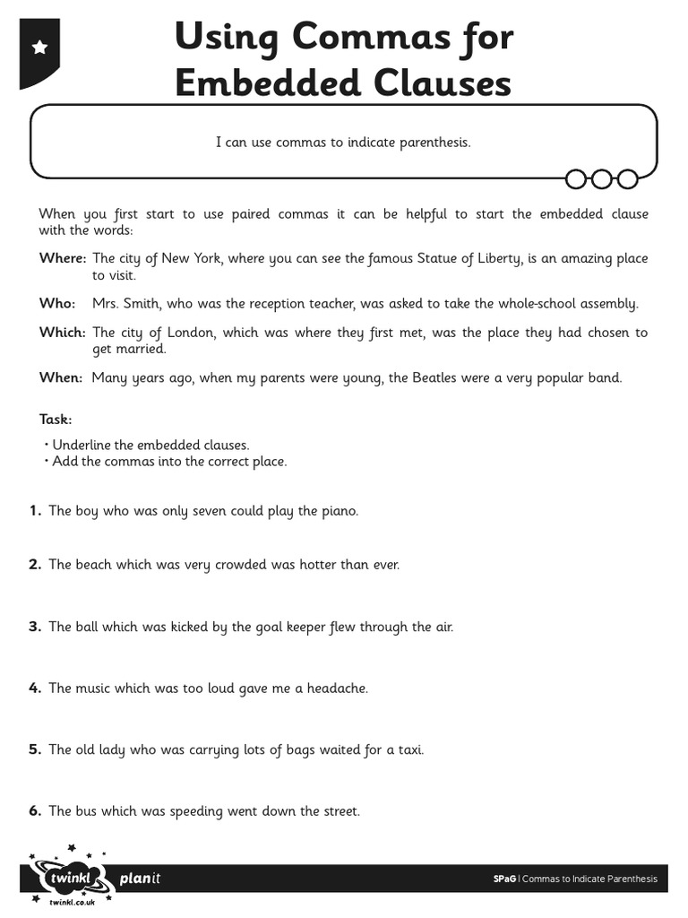 Embedded Clauses Worksheets | PDF | Clause | Language Mechanics