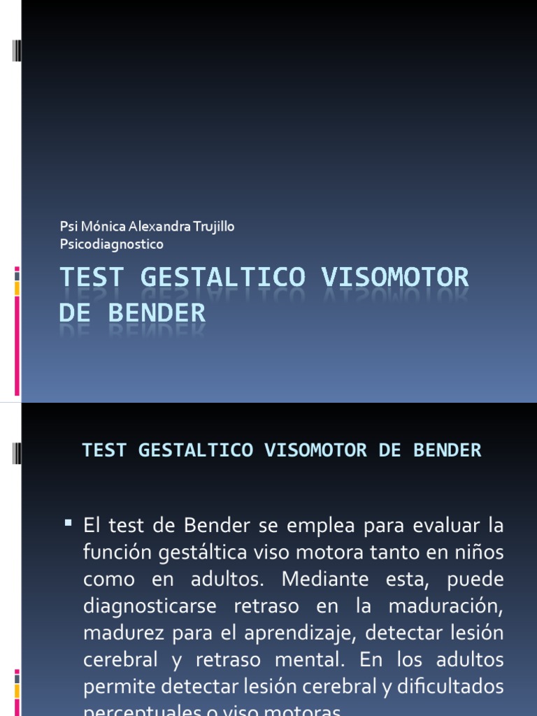 Test Gestaltico Visomotor de Bender | PDF | Percepción | Sicología