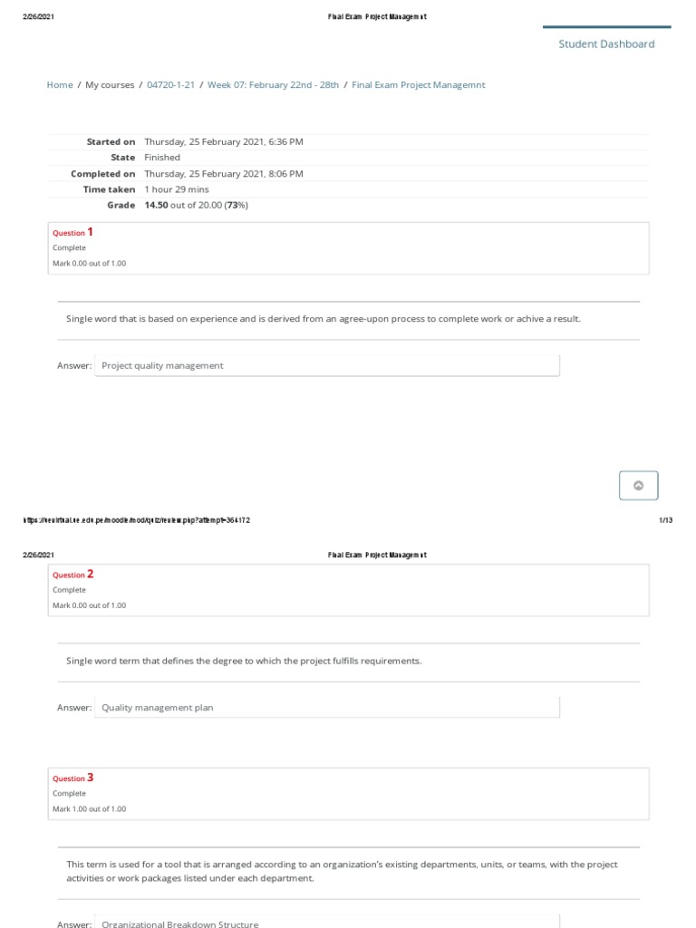 Final Exam - PM | PDF | Project Management | Test (Assessment)