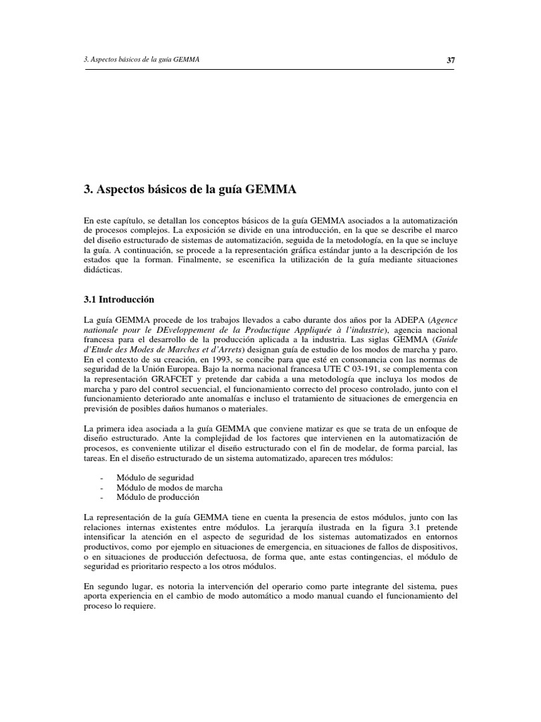 GRAFSET Automatizacion de Procesos Mediante La Guia GEMMA | PDF ...