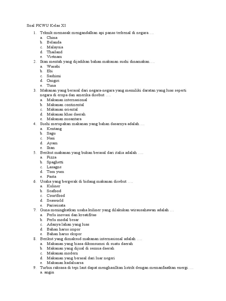 Soal UAS PKWU Kelas XI | PDF