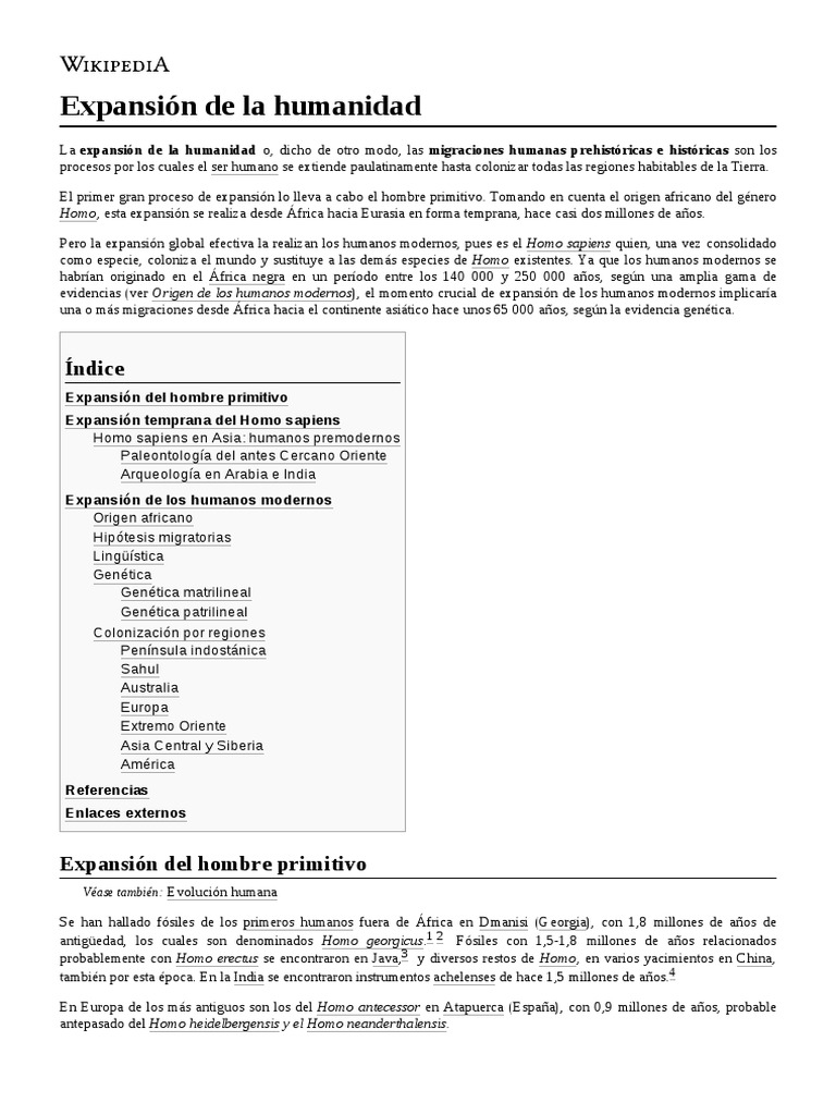 Expansión de La Humanidad | PDF | Antropologia Biologica | pleistoceno