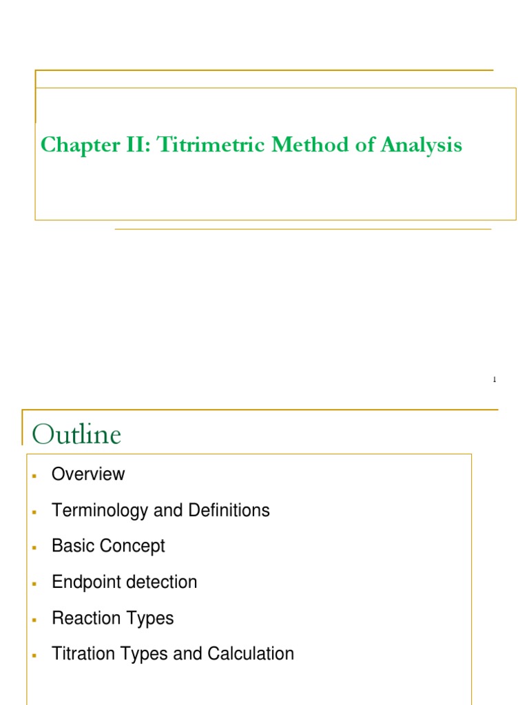 Chapter II: Titrimetric Method of Analysis | PDF | Chemistry | Titration
