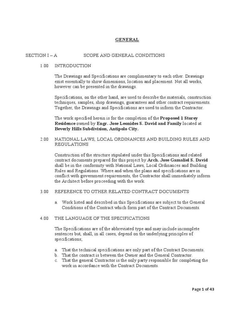 Specifications A4 | PDF | Concrete | Specification (Technical Standard)